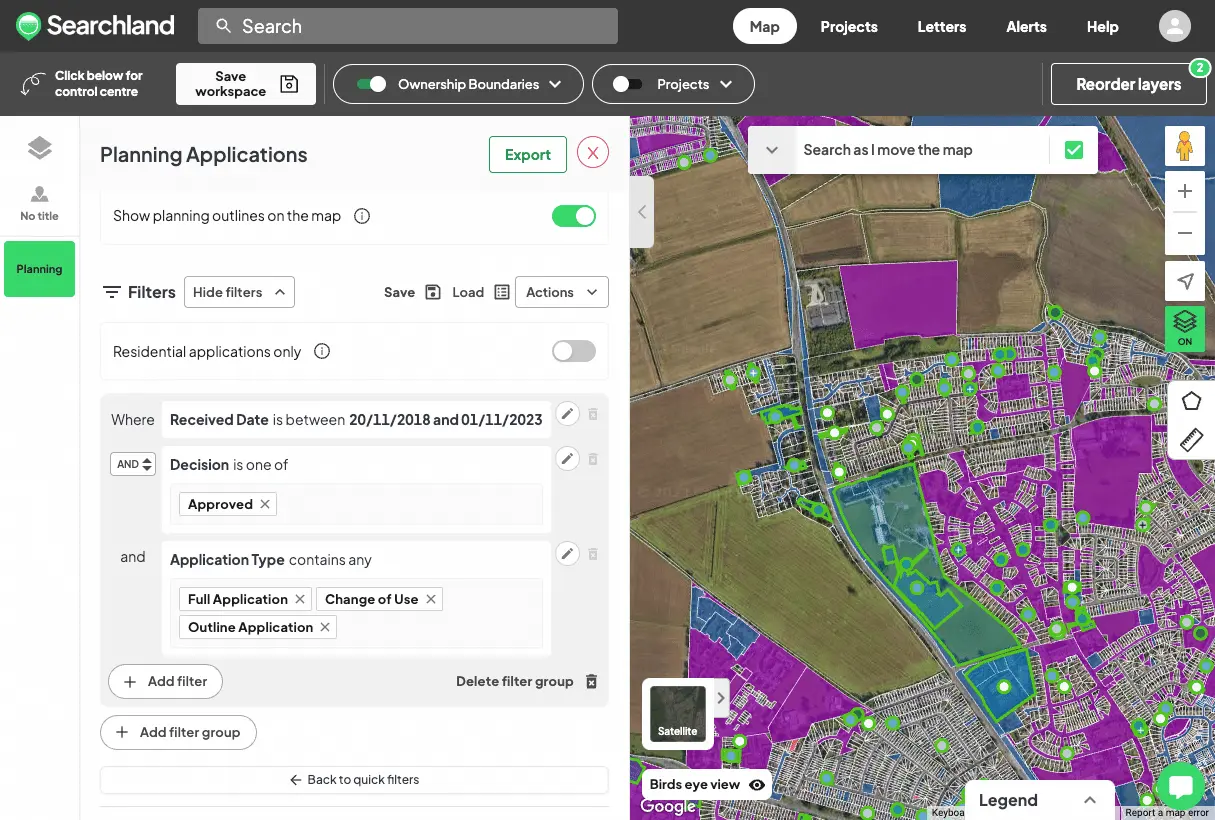 Searchland - Planning tool: applications, decisions and more